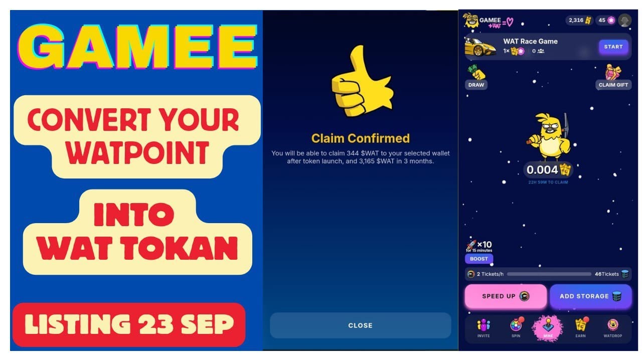 GAMEE Airdrop New Updates || How To Convert Wat Points Into Wat Tokan ...