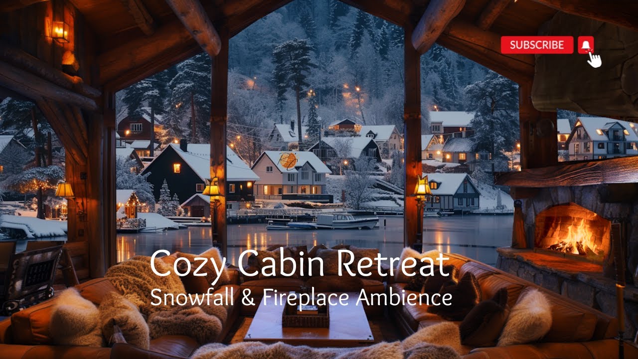 Fireplace Snowfall Escape ️🔥Cozy Winter Ambience by the Frozen Lake ...