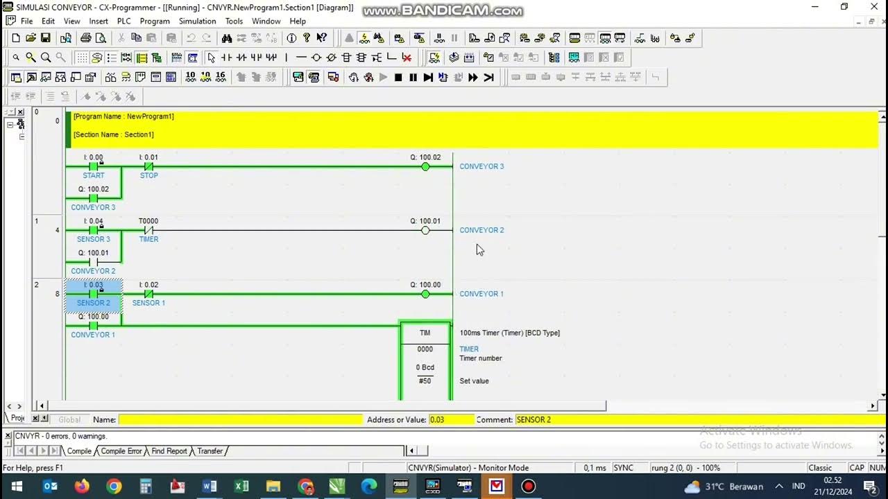 SIMULASI 3 CONVEYOR MENGGUNAKAN CX-PROGRAMMER&CX-DESIGNER - YouTube