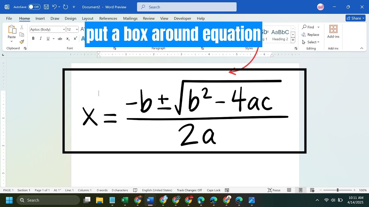 How to put a box around equation in Word - YouTube