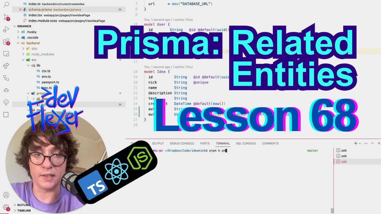 Lesson 68. Prisma: Related Entities (TypeScript, Node.js, React) - YouTube