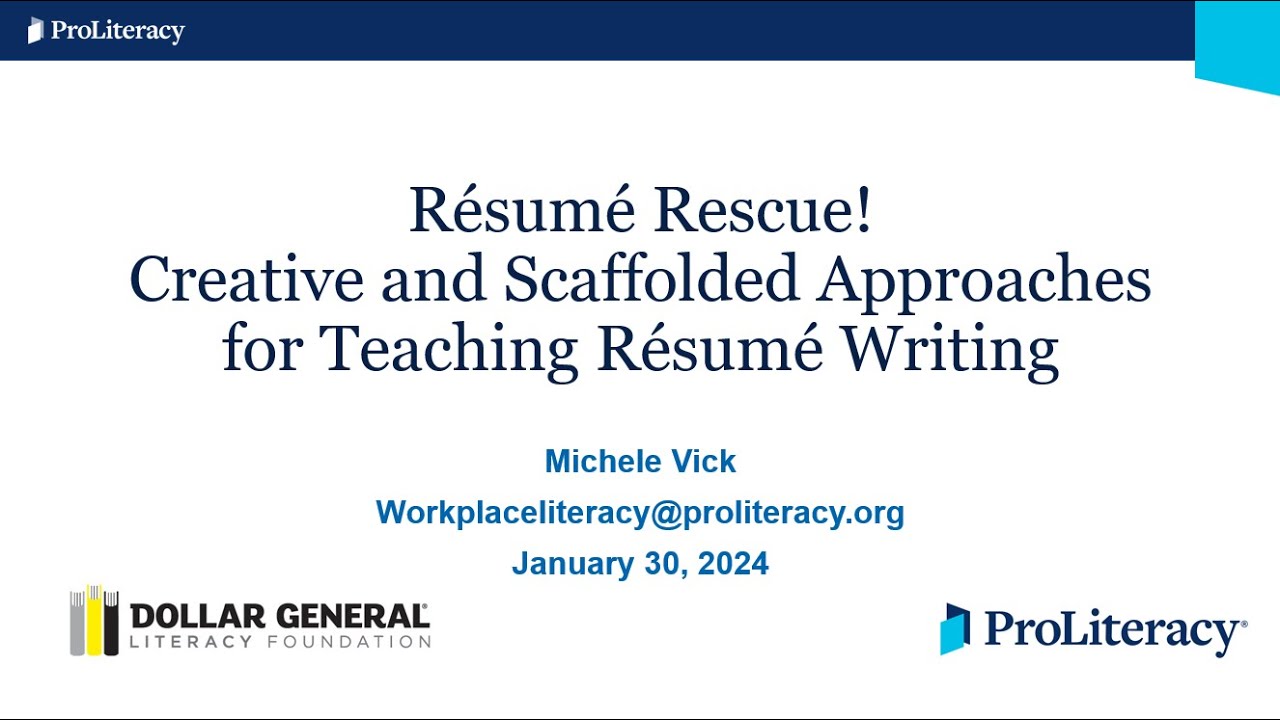 Résumé Rescue! Creative and Scaffolded Approaches for Teaching Résumé ...