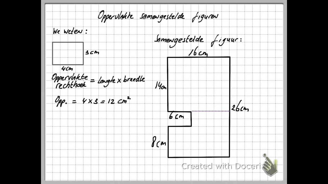Oppervlakte samengstelde figuur - YouTube