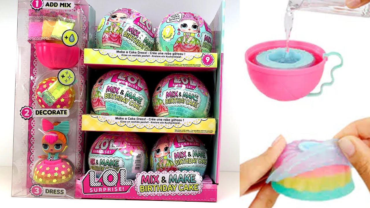 LOL Surprise Dolls Mix & Make Birthday Cake - Slime Like Molded Dresses ...