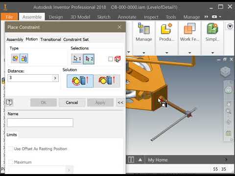 Problem with Autodesk Inventor Rotation/Translation constraint - YouTube