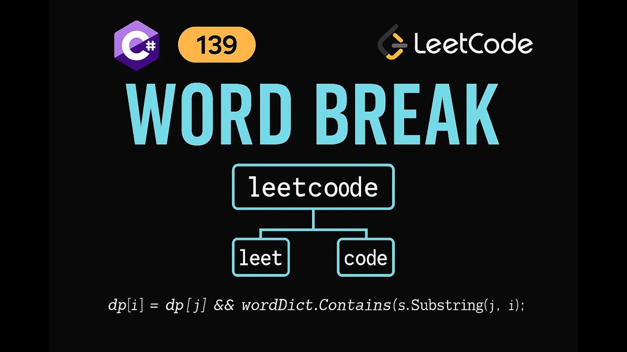 LeetCode 139: Word Break | CSharp Solution | Dynamic Programming - YouTube
