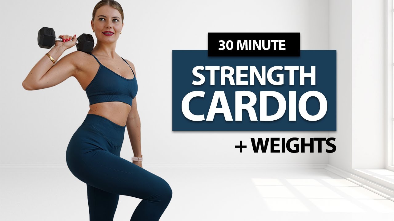 30 MIN TOTAL BODY CARDIO STRENGTH WORKOUT WITH WEIGHTS | No Repeat ...