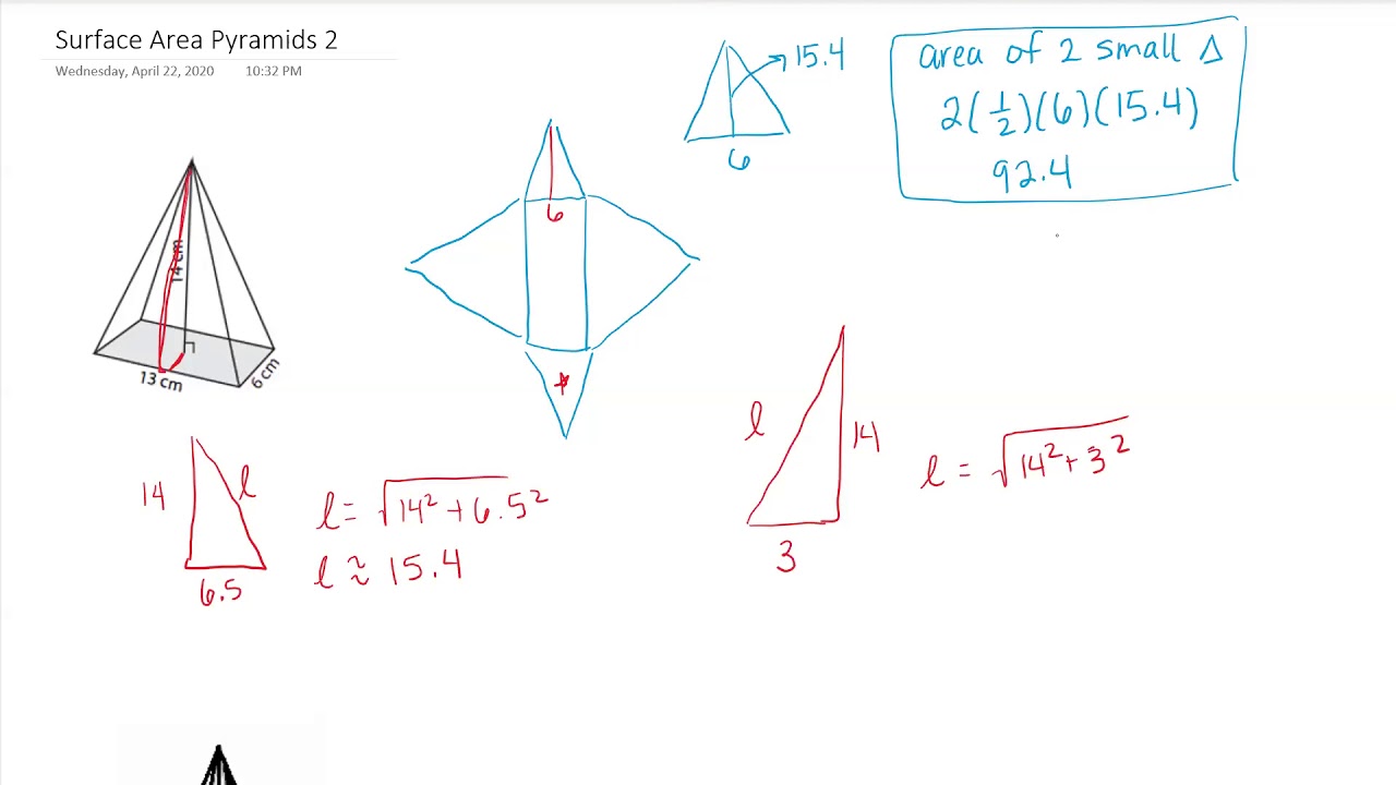 Surface Area Pyramids and Cones - YouTube