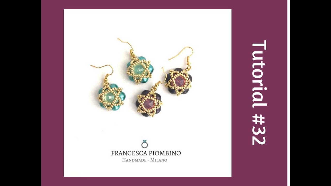 TUTORIAL PERLINE [32] - Orecchini Antonella, rivoli da 14mm anche principianti (Beading tutorial ...
