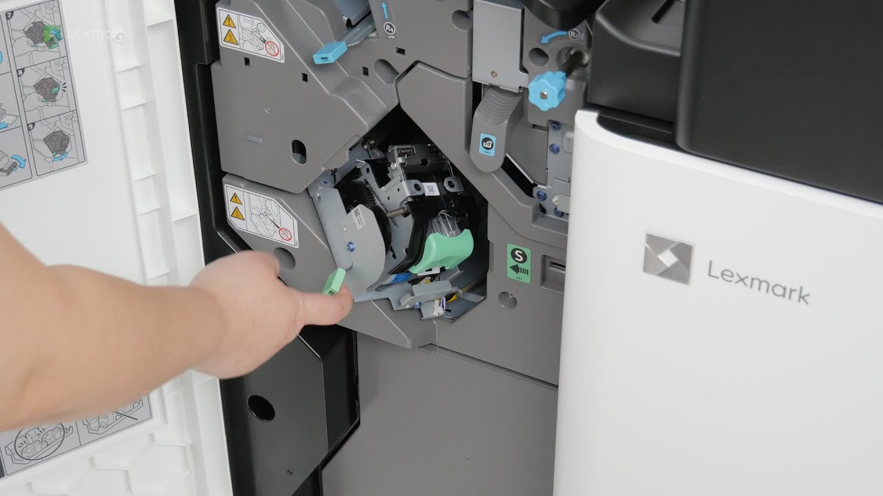 CS963/CX833/CX961/CX962/CX963—Replacing staple cartridge in the staple ...