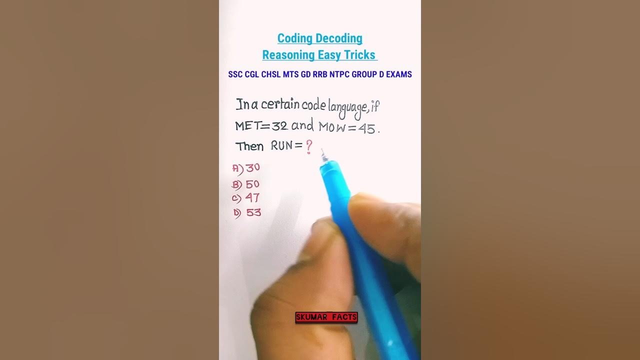 Coding decoding reasoning easy tricks #shorts #reasoning #codingdecoding - YouTube
