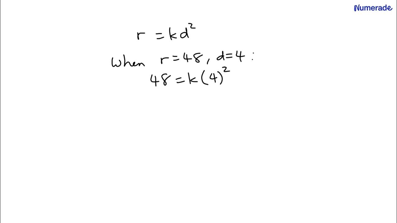 Given that r varies directly as the square of d, and r = 48 when d = 4, what is the value of r ...