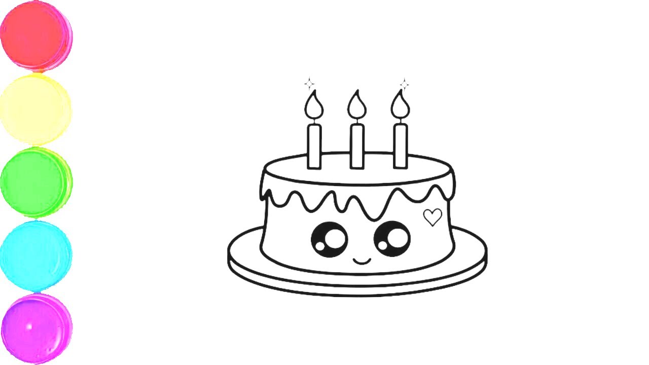How to Draw A Birthday Cake for Kids | Cute Happy Birthday Cake EASY ...