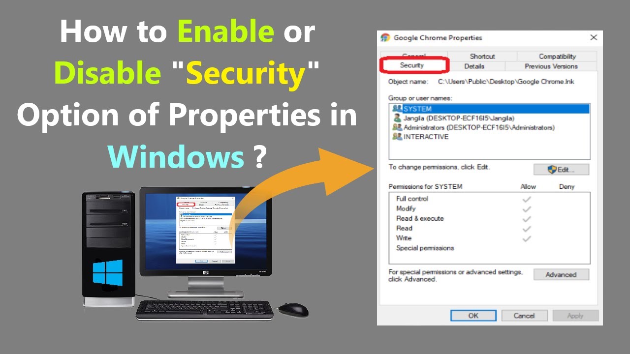 How to Enable or Disable "Security" Option of Properties in Windows ...