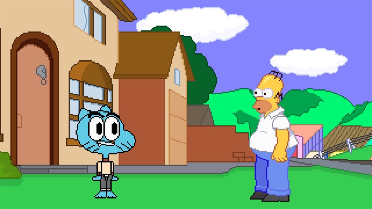 Mugen #44 Gumball Watterson vs Homer Simpson - YouTube