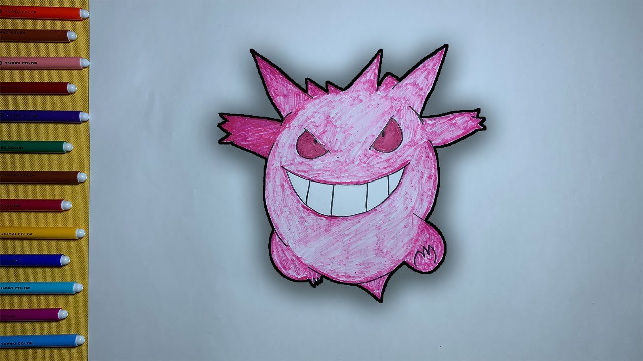 drawing gengar : how to draw gengar pokemon easy & step by step - YouTube