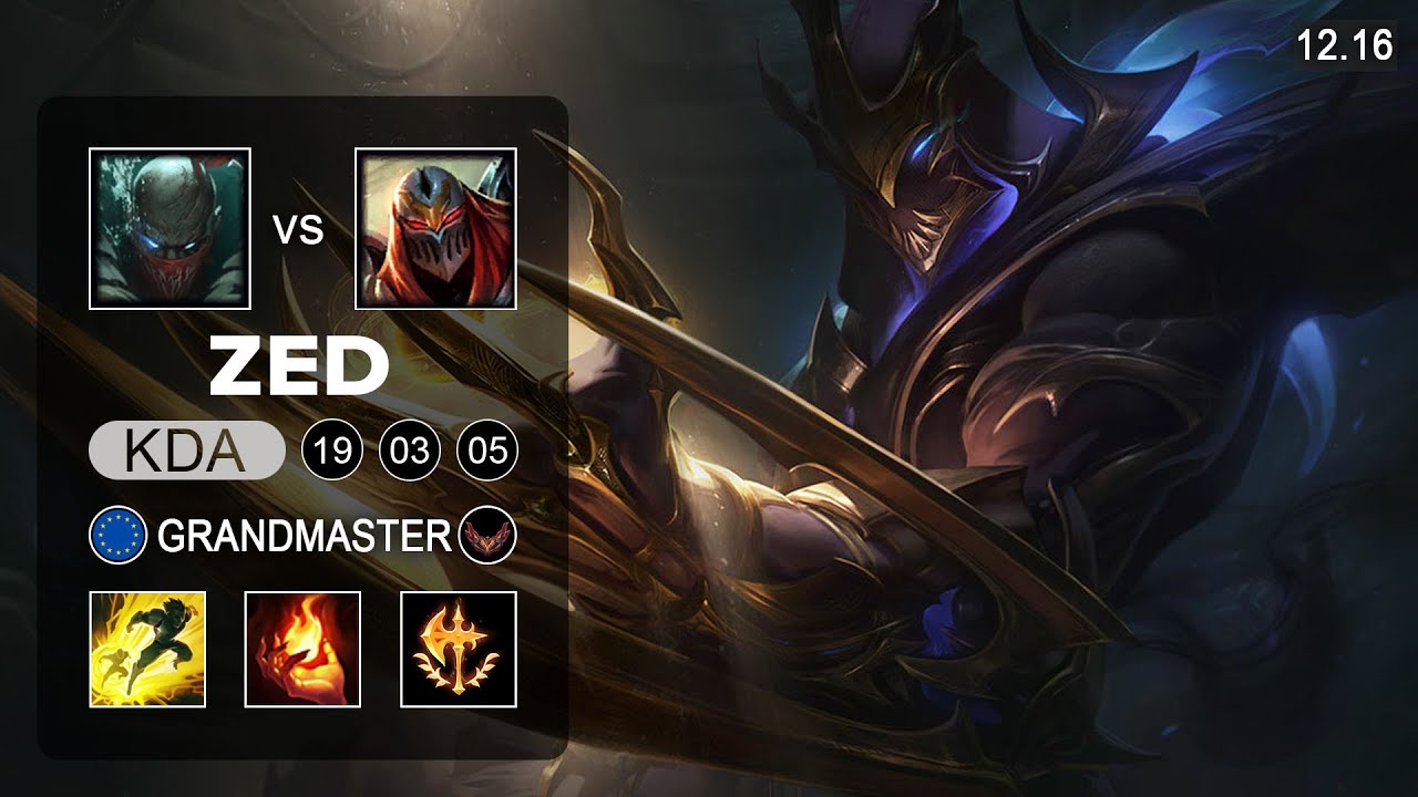 Zed vs Pyke Mid - EUW Grandmaster - Patch 12.16 Season 12 - YouTube