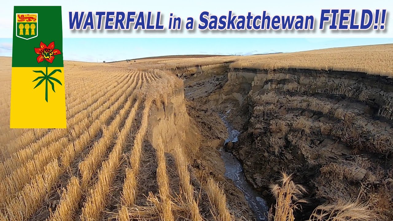 HUGE Ravine with a Waterfall in the middle of a field!! - YouTube