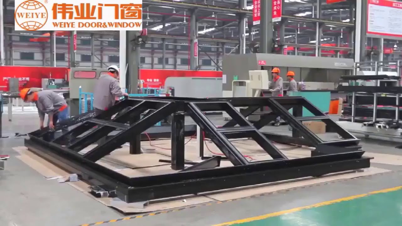China aluminium window factory workshop - YouTube