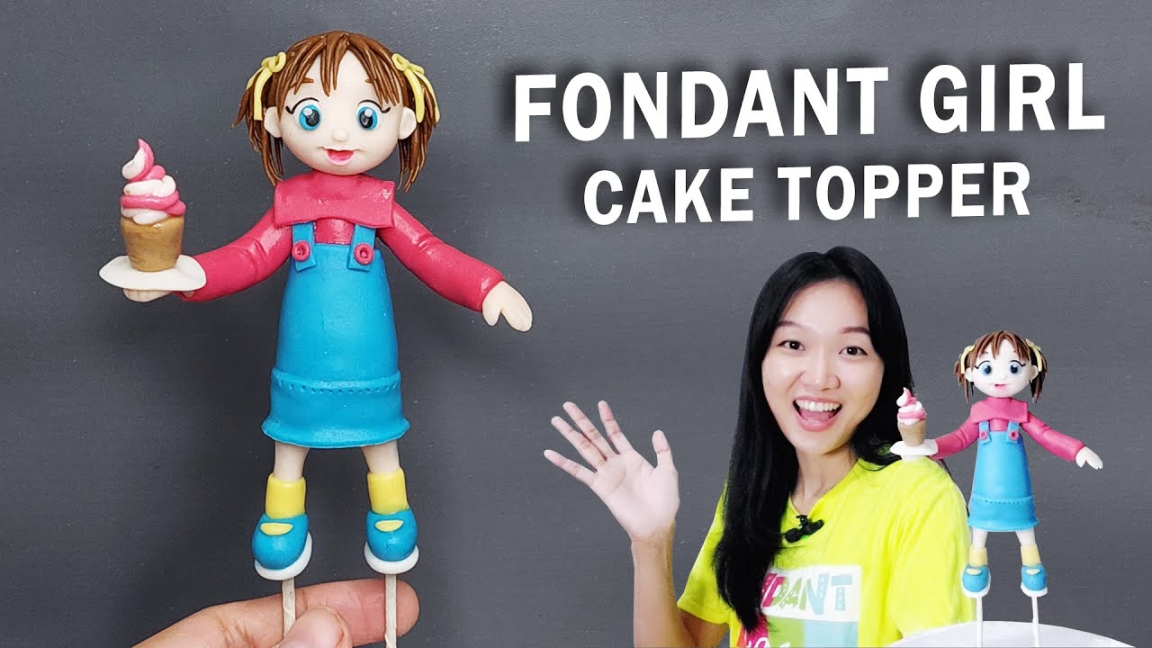 How to Make a Girl Cake Topper | How to make fondant girl | Girl Cake ...