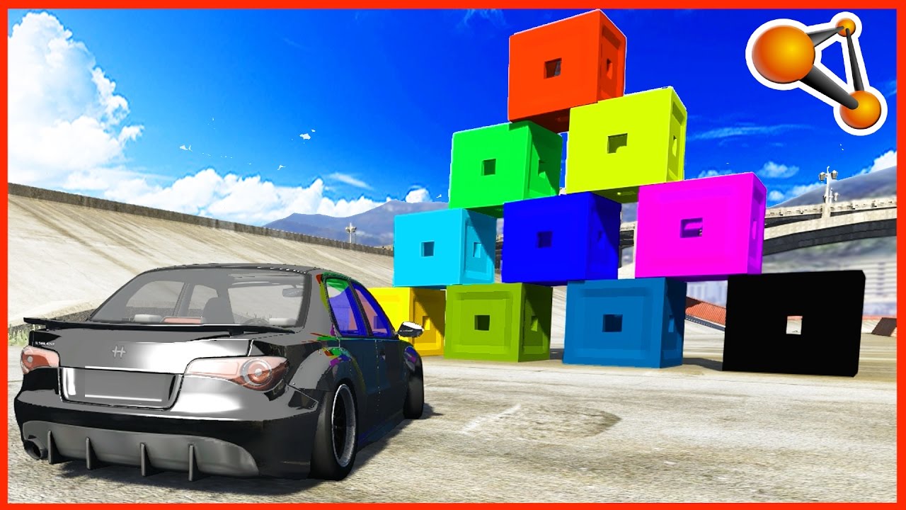 BeamNG.Drive - Crash Fun with Giant Color Cubes - YouTube