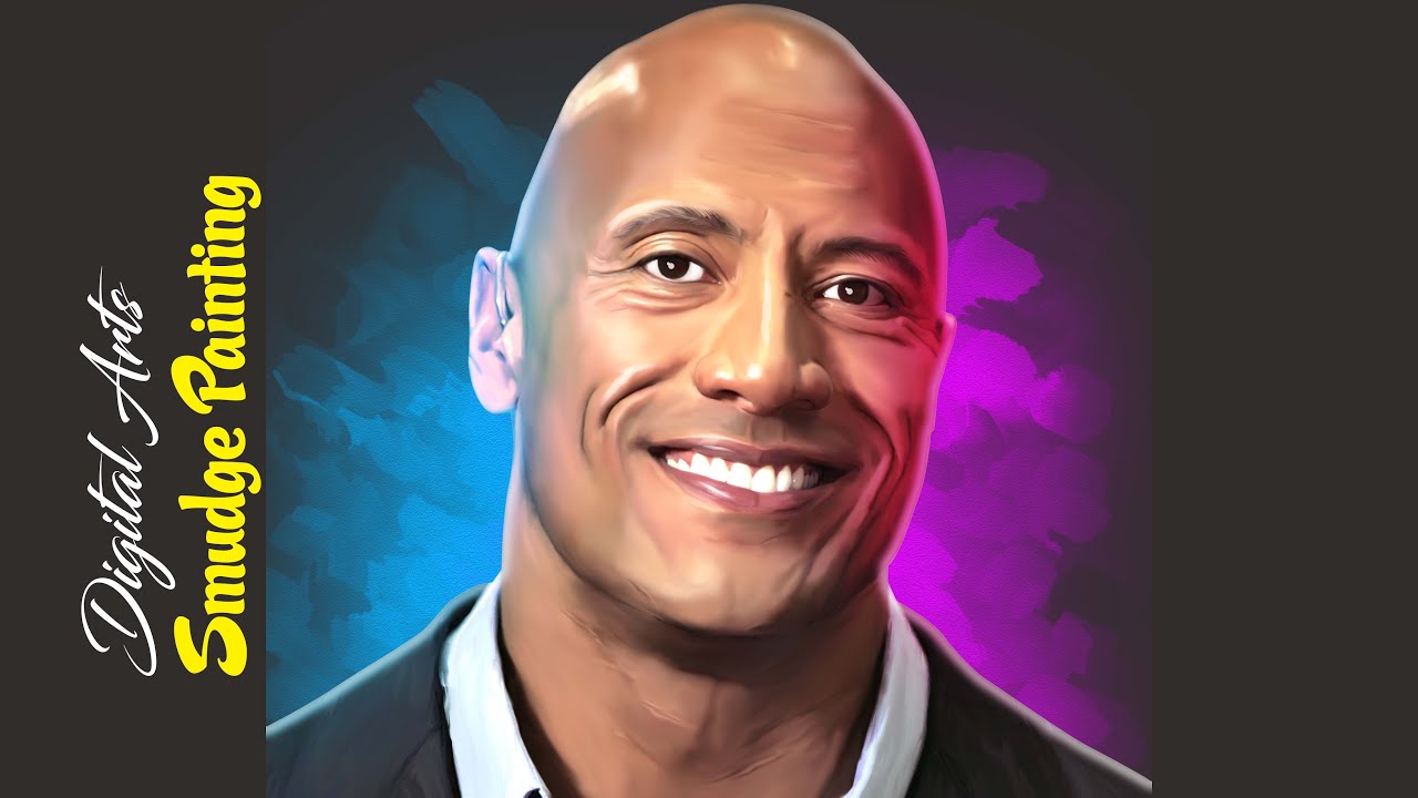 Smudge Painting | Dwayne Johnson | With Photoshop 7.0 - YouTube