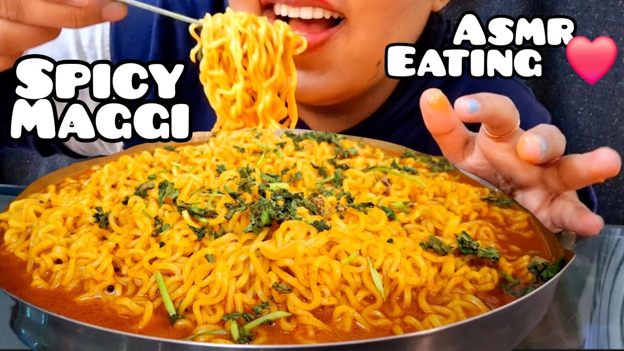 ASMR EATING MAGGI MASALA NOODLES,SPICY🥵 #maggi#asmreating#new#dailyvlog ...