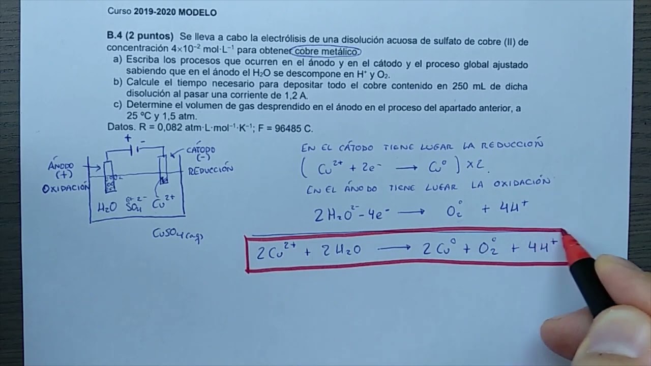 MODELO 2020 PB4 Química Redox electrólisis EvAU Madrid - YouTube