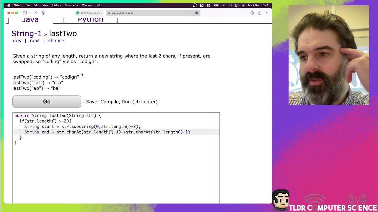 CodingBat - String1 24 - lastTwo - YouTube