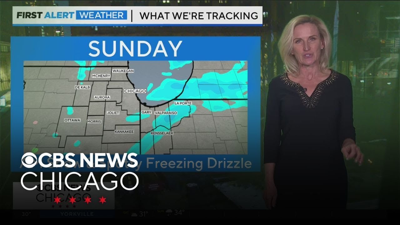 Morning snow and spotty freezing drizzle on Sunday in Chicago - YouTube