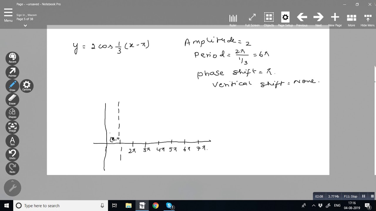 Sketching the graph of cosine function with shift and translation - YouTube