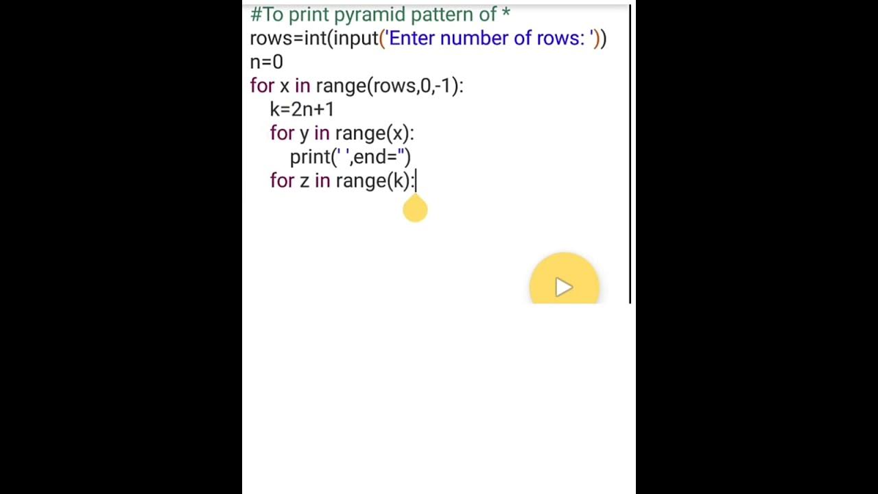 Pyramid Pattern Python Basics Youtube