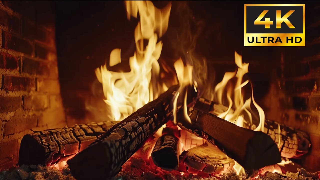 4K Ultra HD Fireplace: Embrace Cozy Serenity with Enchanting Flames and ...