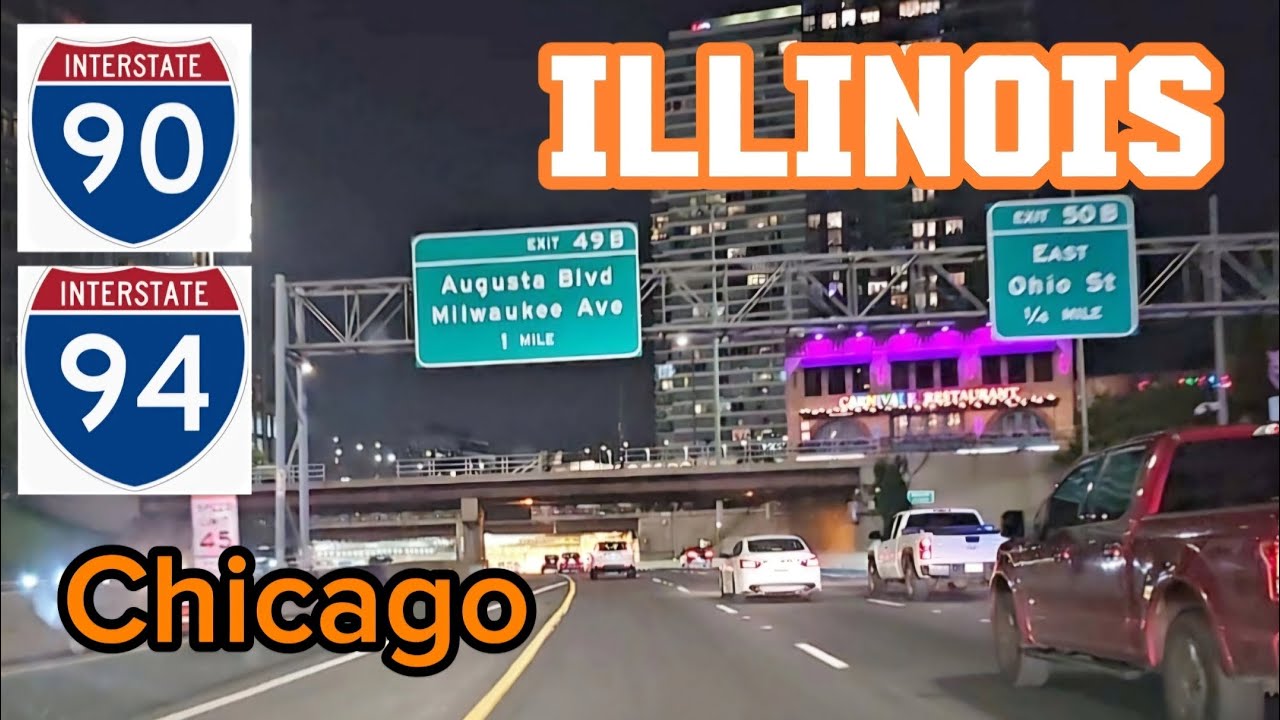 4K Highway drive. Interstate I-90, I-94. Chicago, IL. August 22, 2024 ...