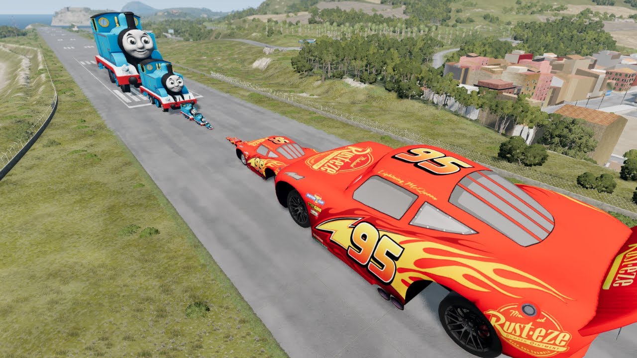 Big & Small Lightning Mcqueen vs Thomas the Tank Engine - BeamNG Drive ...