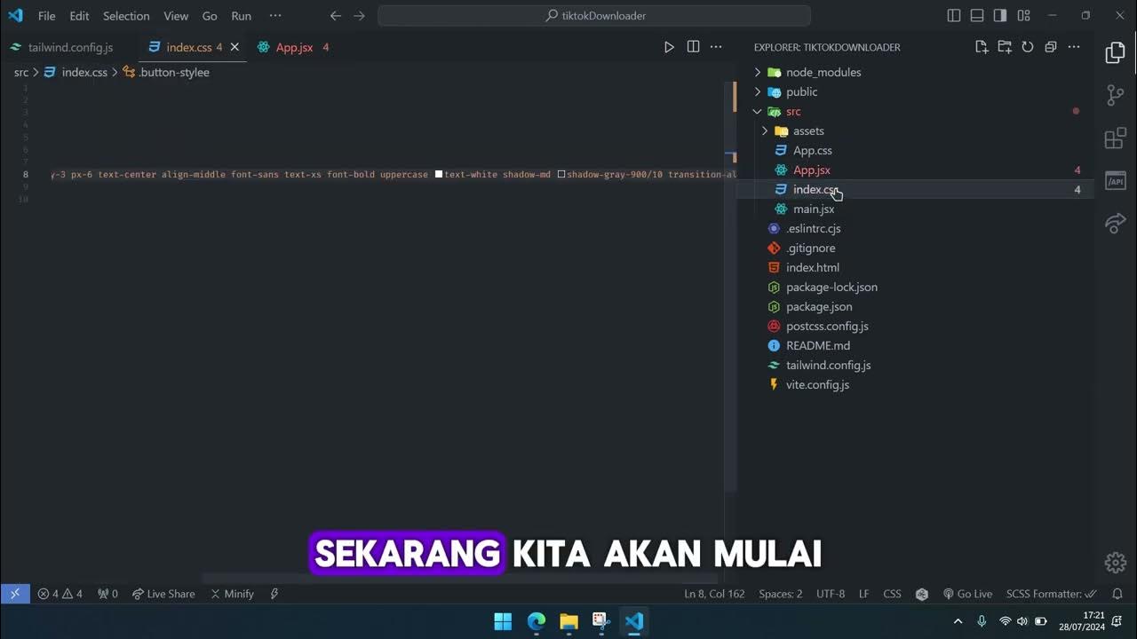 Tutorial membuat TikTok downloader dengan API menggunakan React JS + Tailwindcss - YouTube