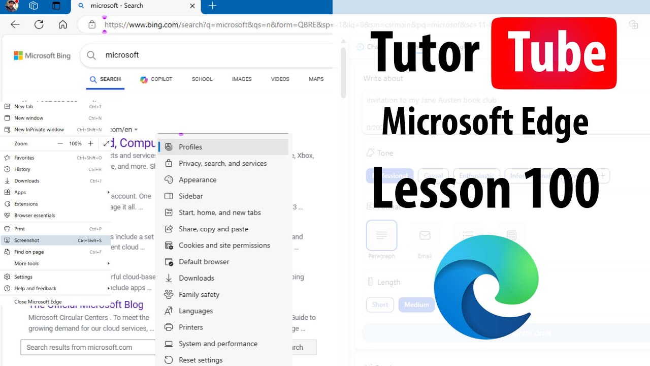 Microsoft Edge - Lesson 100 - System and Performance Settings - YouTube