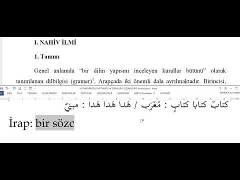 ilitam Arapça 2 - unite 1-1 Nahiv ilmi konuları ve Temel Kavramlar