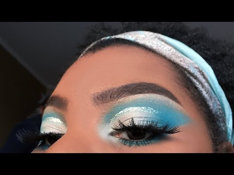 Blue glitter cut crease eyeshadow tutorial