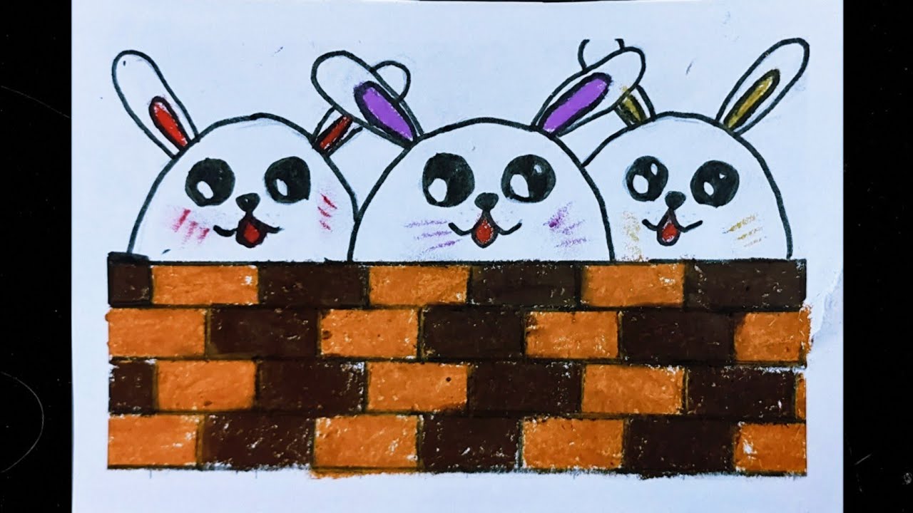 Easy rabbit/bunny drawing || Oil pastel || Aesthetic Family - YouTube