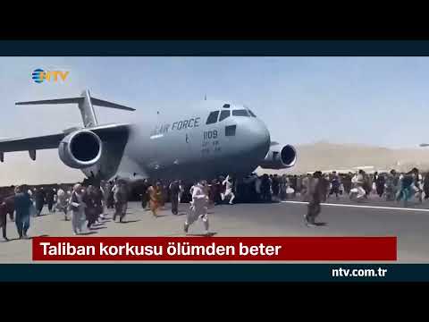 NTV | Taliban’dan kaçış: ABD uçağına tutunmaya çalıştılar
