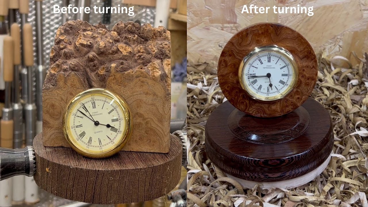 Woodturning. Time to turn. Burrrrrr. A Burr clock. - YouTube