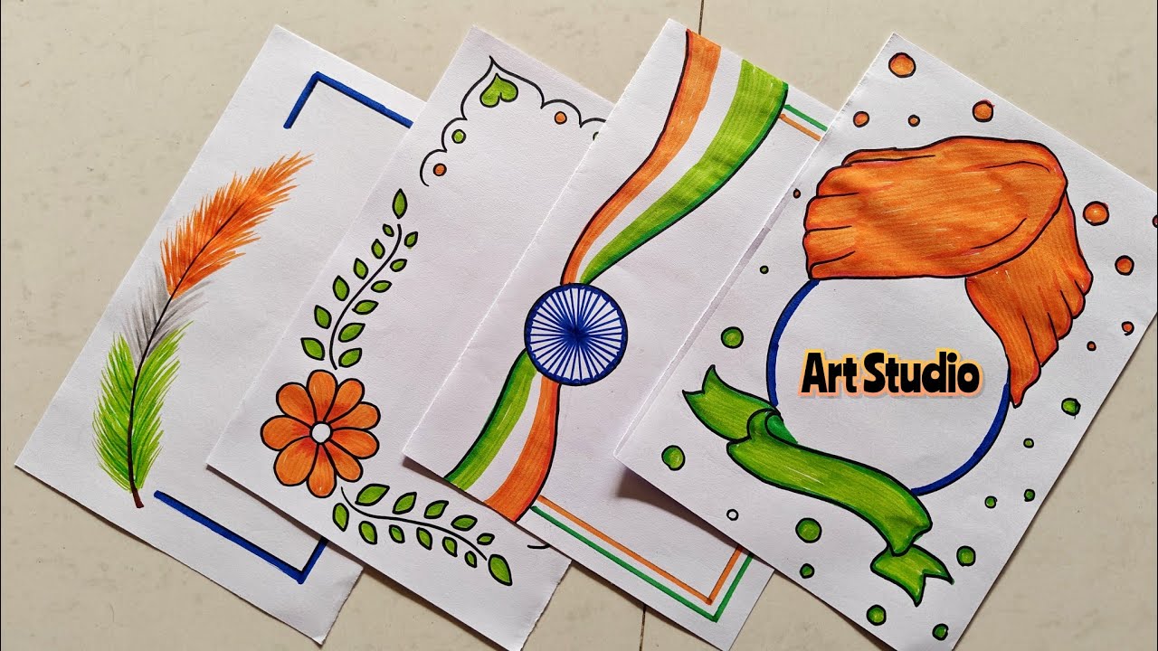 Independence Day Card Drawing/Tricolor Border Design for Project/Desh ...