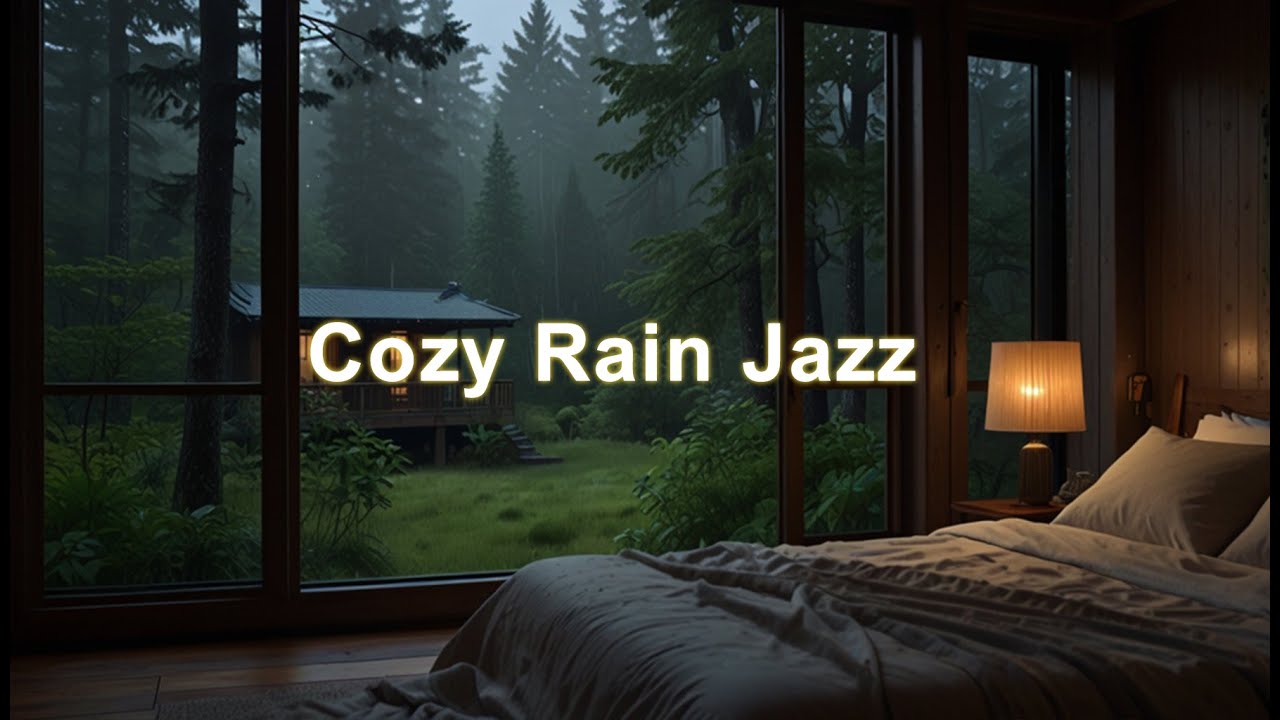1 Hour | No Ads | Cozy Cabin Retreat 🌙 with Relaxing Jazz and Rain ...