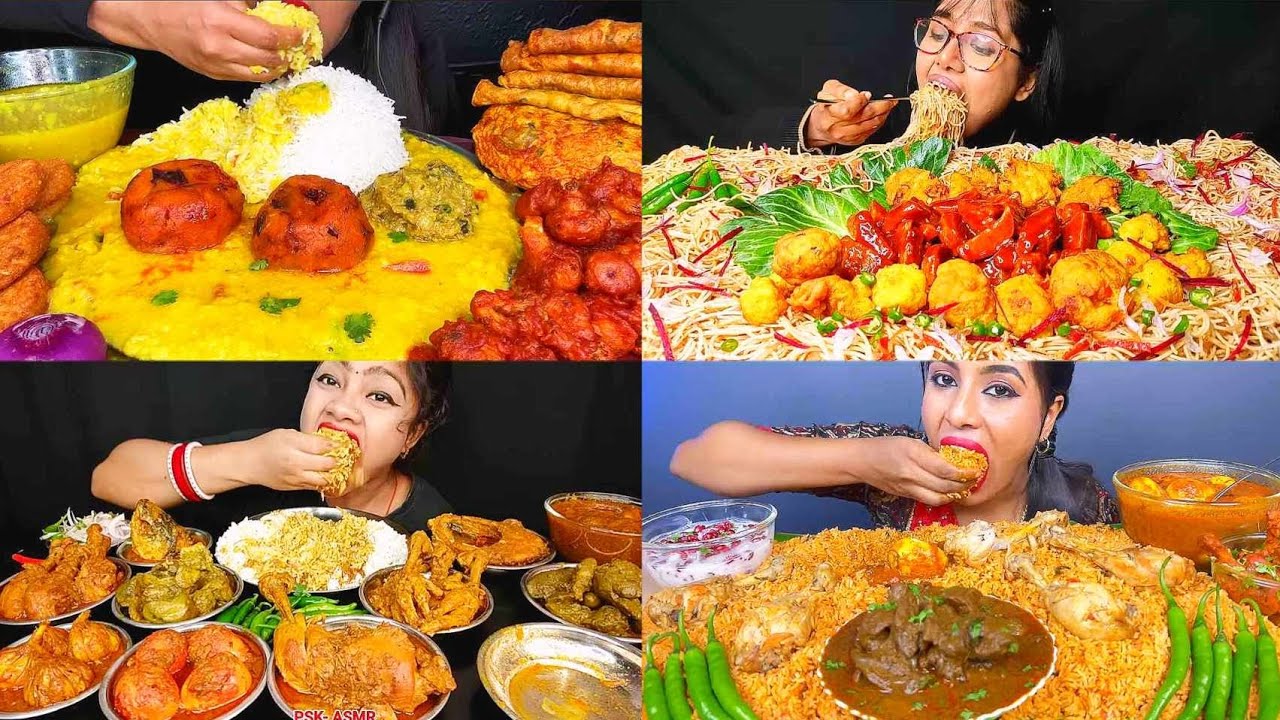 ASMR EATING SHOW MUTTON CURRY,EGG CURRY,CHAWMIN, BIRYANI | INDIAN BEST ...