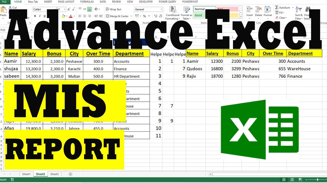 Advance Excel MIS Report in Excel by learning center in Urdu hindi ...