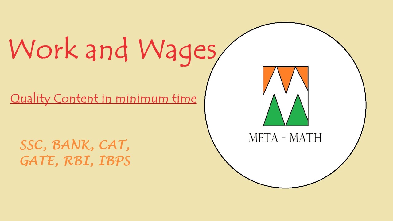 Work & Wages, Part 01, Questions for Bank Exams, SSC Exams - YouTube