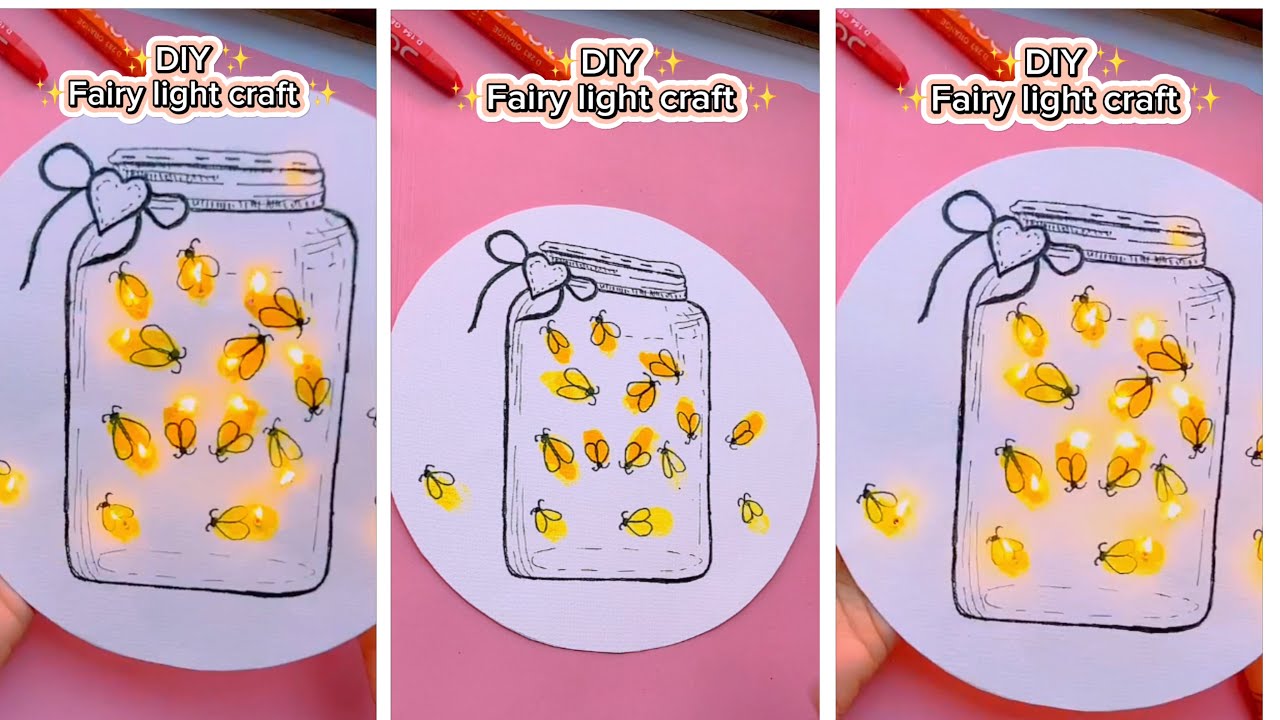 Fireflies drawing and fairy lights craft || paper drawing and craft ...