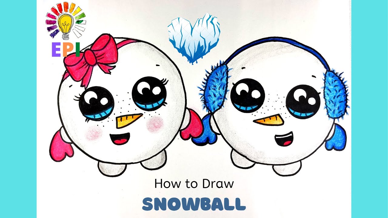 HOW TO DRAW CUTE SNOWBALL (CHRISTMAS) - EASY PAINTING IDEA - YouTube