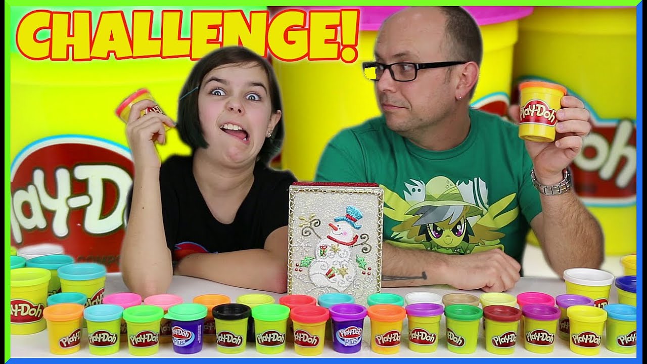 Play-Doh Christmas Challenge Rudolph and Sleigh Build Family Fun - YouTube
